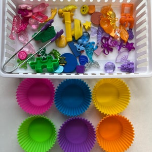 Color Sorting Color Matching-mini Objects With Tray Tongs-sorting Cups ...