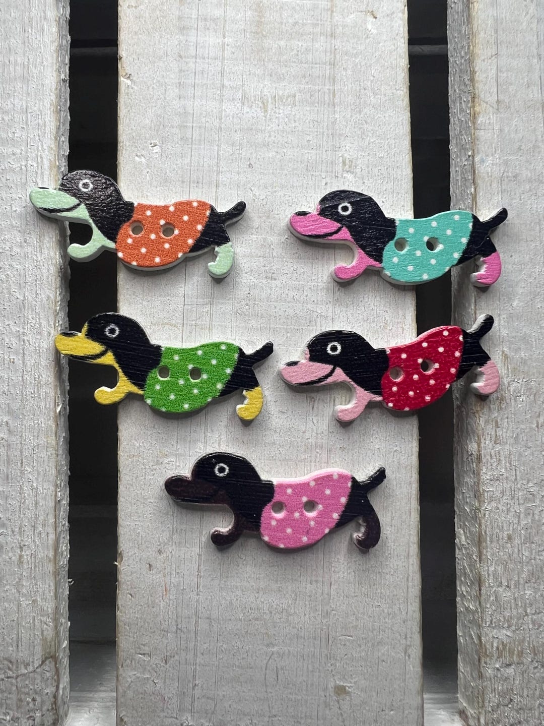 Dachshund Dog Trinket Wood Dog Button Dachshund Buttons 5 Included in ...