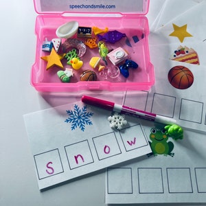 SPELLING Task Box 4 Four Letter Word Spelling With Cards and Miniature ...