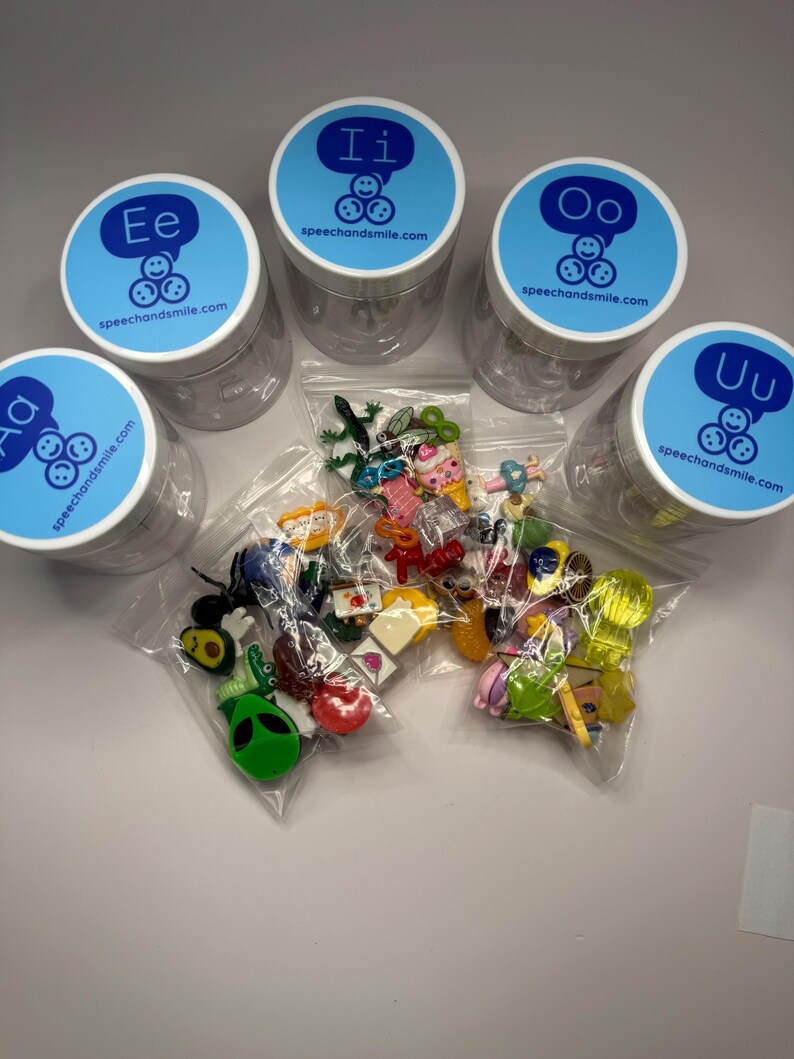 Vowel Mini Objects – Set of Short & Long Vowel Trinkets in Jar With Cue ...