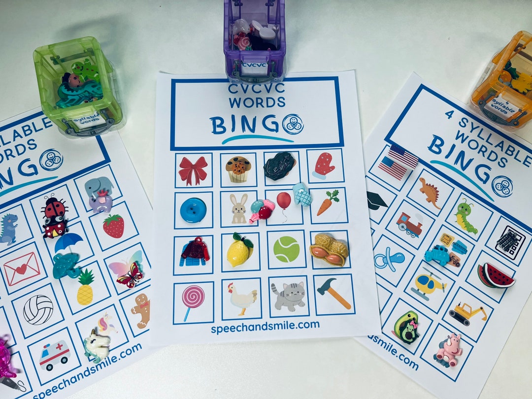 Apraxia Speech Therapy Bingo Boards for Cvcvc-multi Syllable Words ...