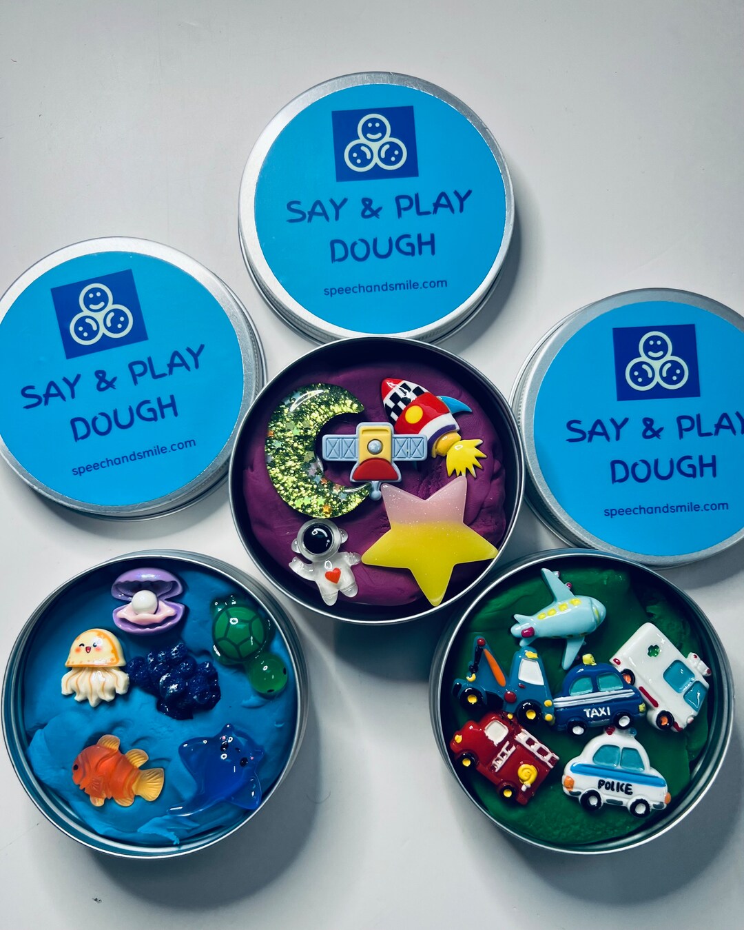 Play Dough Cup With Trinkets Say and Play Dough Theme Dough Jars Mini ...