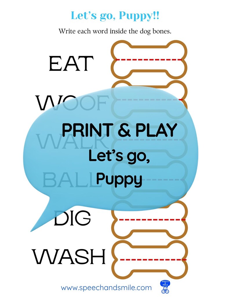 Lets Go Puppy Book Printable Activities Instant Download Book Extension ...