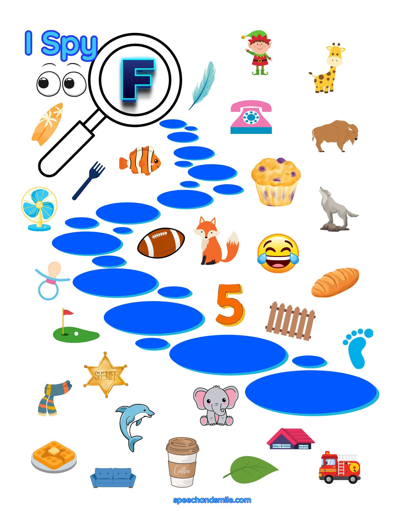 Speech Therapy I Spy F Sound Worksheet I Spy Activity Letter F ...