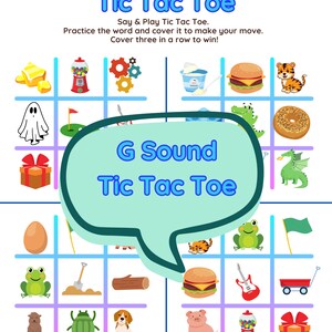 G Sound Tic-tac-toe PRINTABLE Speech Sounds Tic-tac-toe Print and Play ...