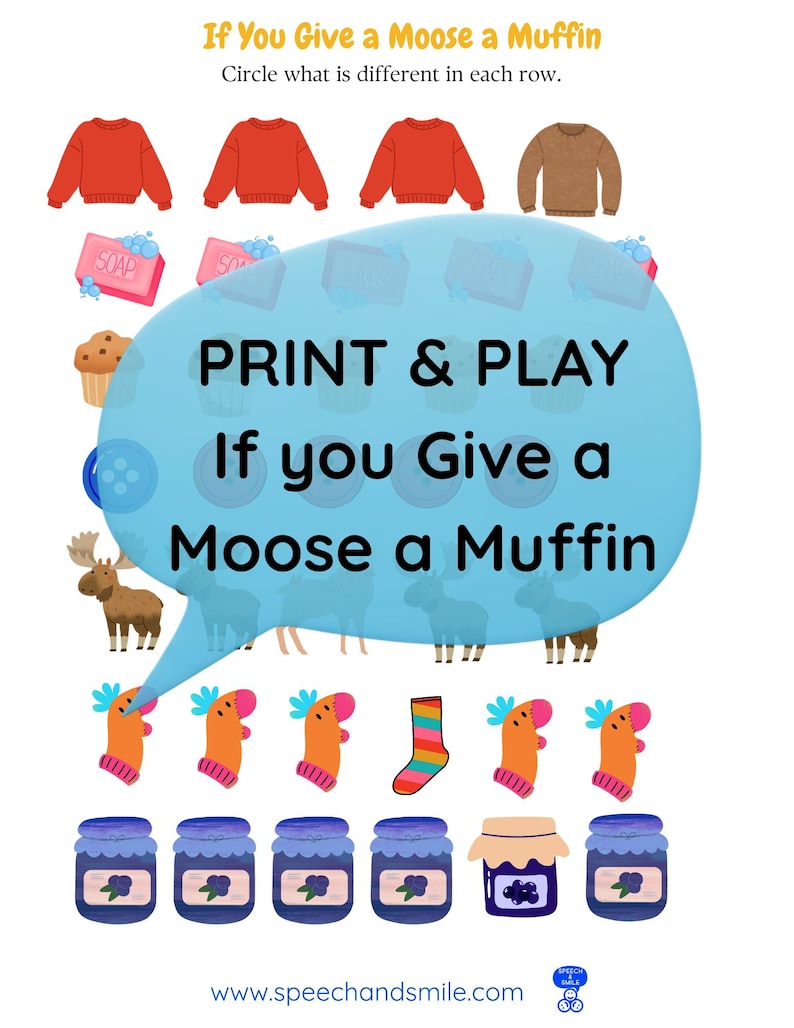 Story Kit Companion Pack - If You Give a Moose a Muffin- PRINTABLE ...