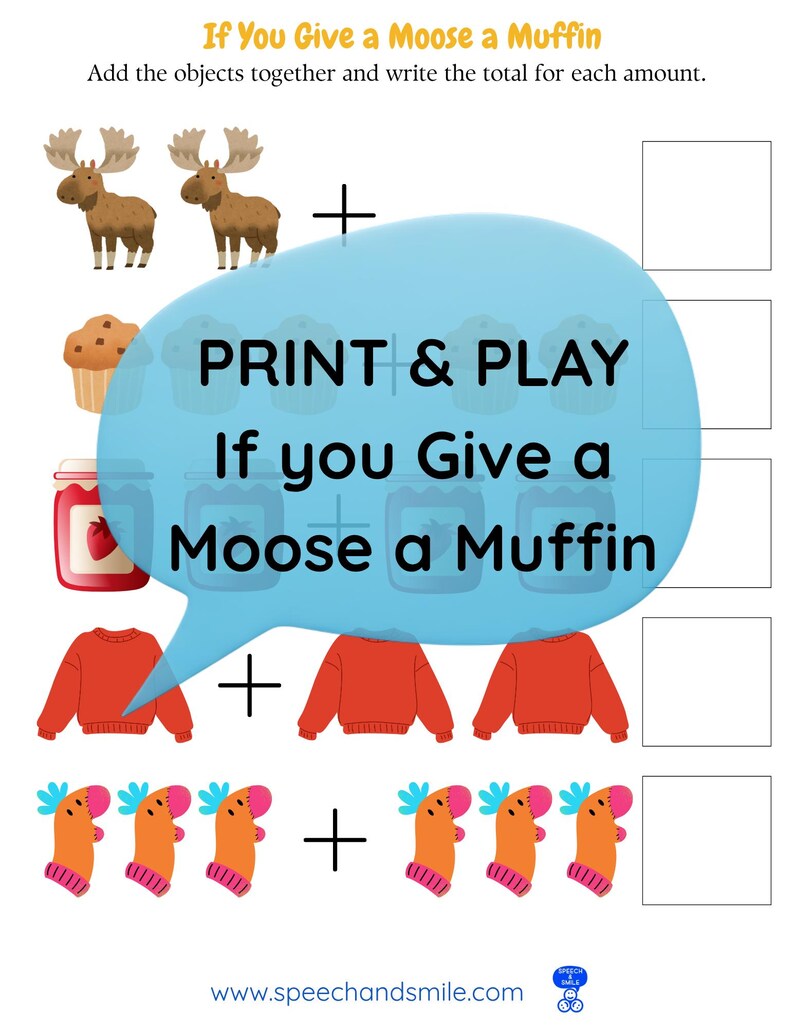 Story Kit Companion Pack - If You Give a Moose a Muffin- PRINTABLE ...