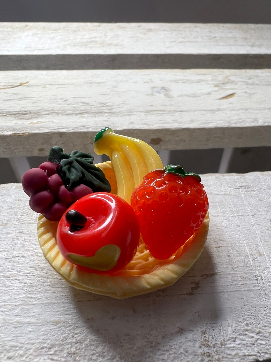 Miniature Fruit Basket Dollhouse Miniature Basket -mini Fruit Objects ...