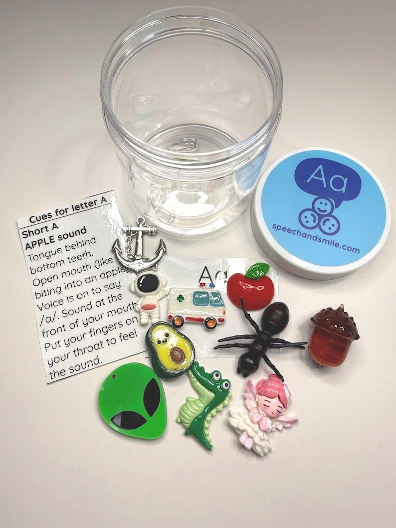 Vowel Mini Objects – Set of Short & Long Vowel Trinkets in Jar With Cue ...