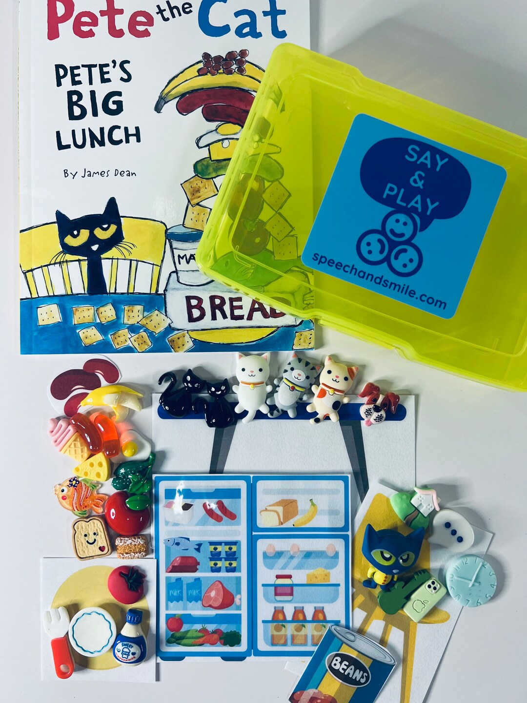 Pete the Cats Lunch Book and STORY OBJECTS Speech Therapy Mini Objects ...