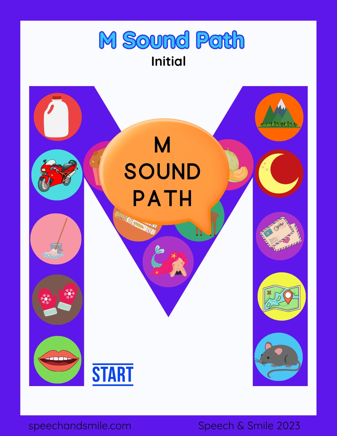 M Sound Printable Sound Paths for Speech Therapy- Articulation Games ...