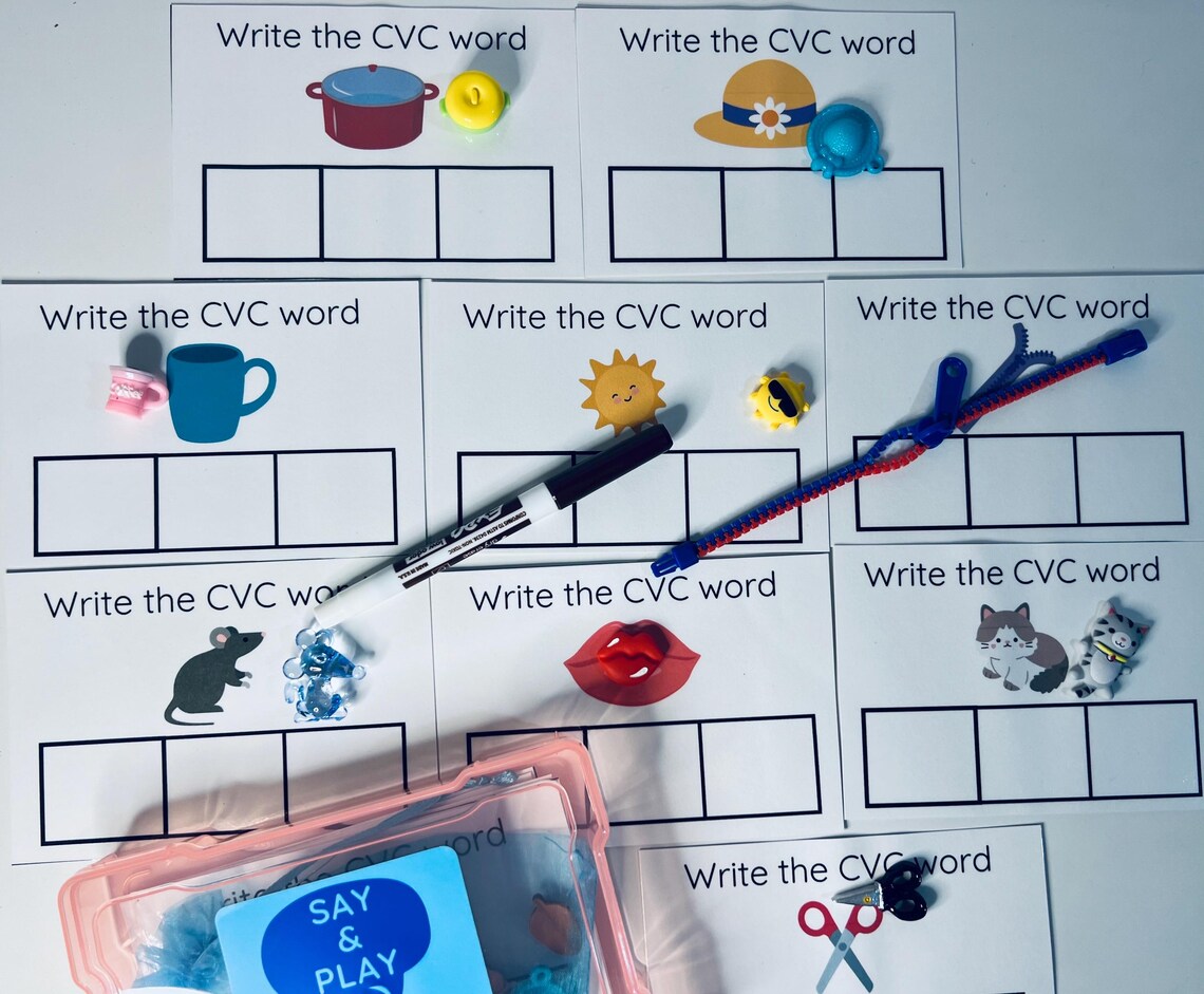 Spelling CVC Task Box Say and Play Language Task Box SPELLING Kit Mini ...