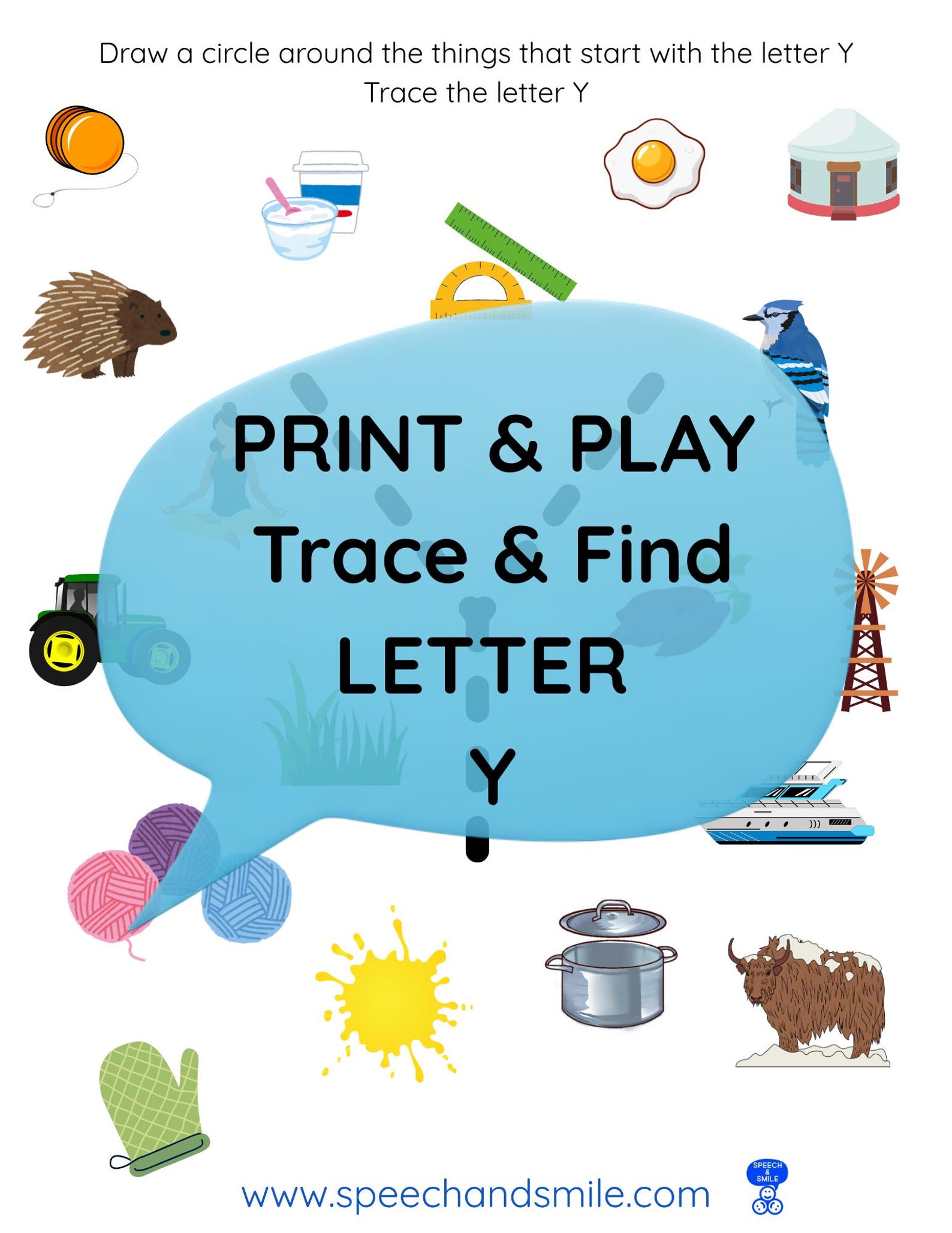 Print & Play Alphabet Worksheet - Letter Y Activity Find and Circle ...