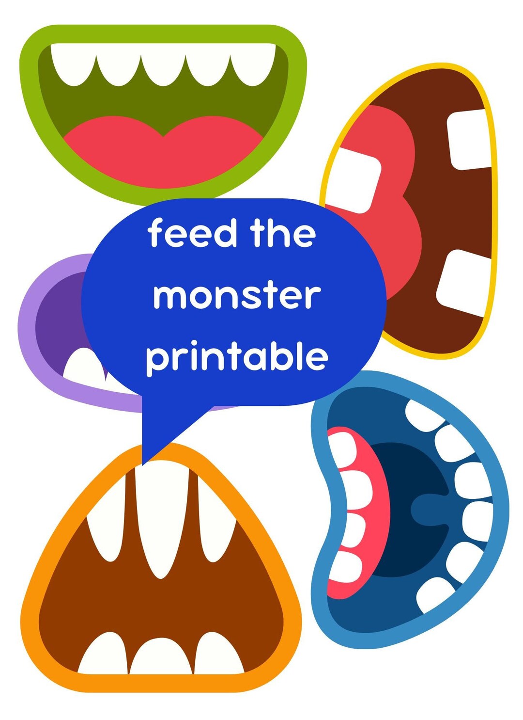 Feed the Monster PRINTABLE Monster Mouths to Pair With Mini Objects ...