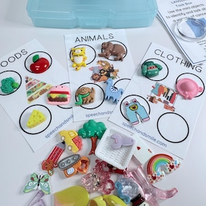 LANGUAGE Task Box With Mini Objects Speech Therapy Activity Box Language Concepts Box Speech ...