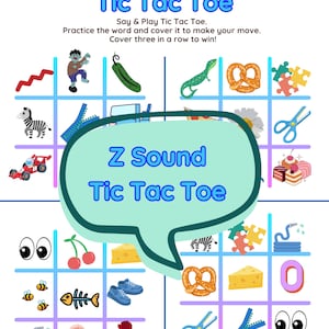 Z Sound Tic-tac-toe PRINTABLE Speech Sounds Tic-tac-toe Print and Play ...