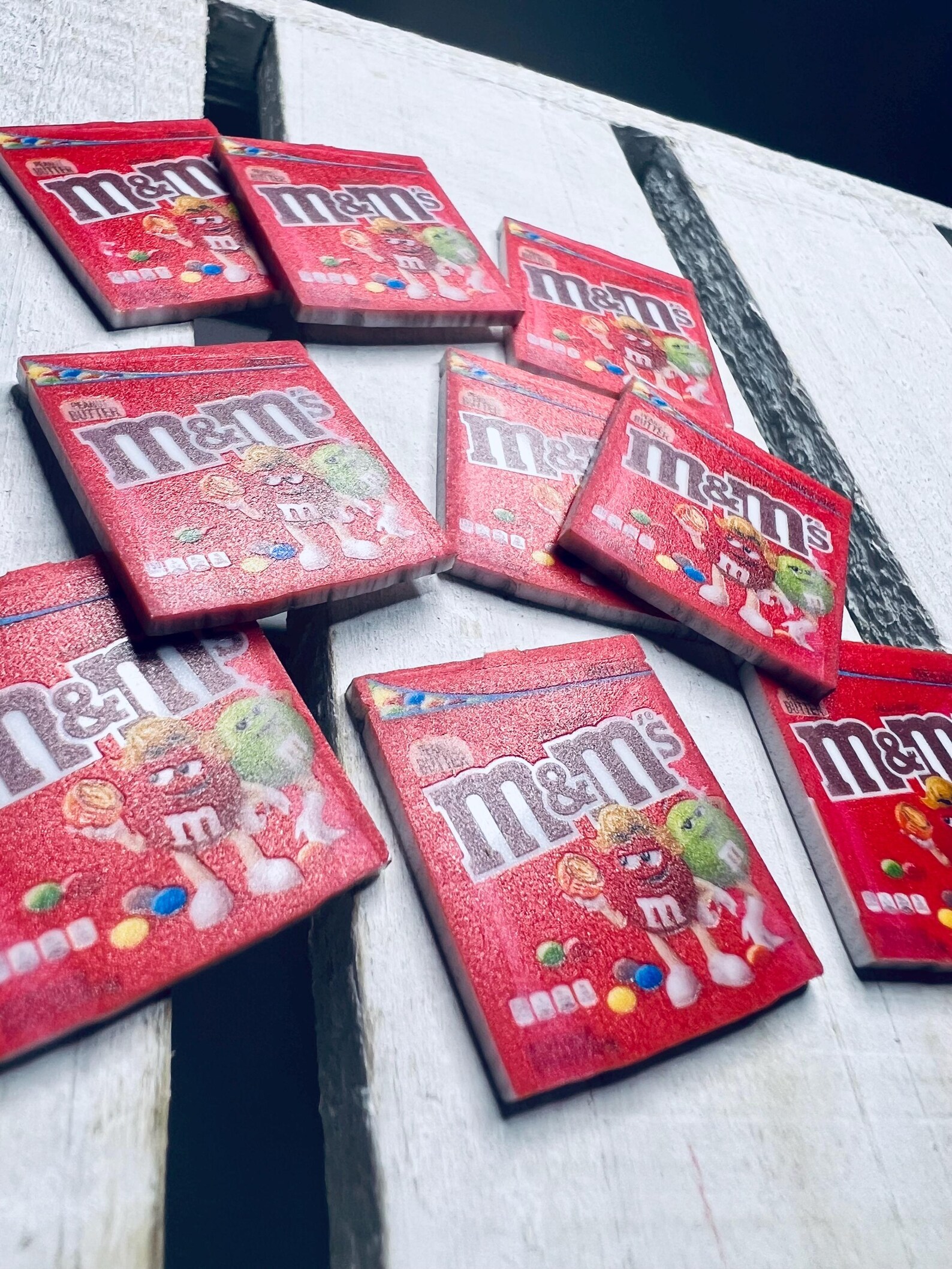 Miniature M & Ms Bag Candy Trinket Faux Chocolate Mini Brands Candy Acrylic Objects for Speech ...