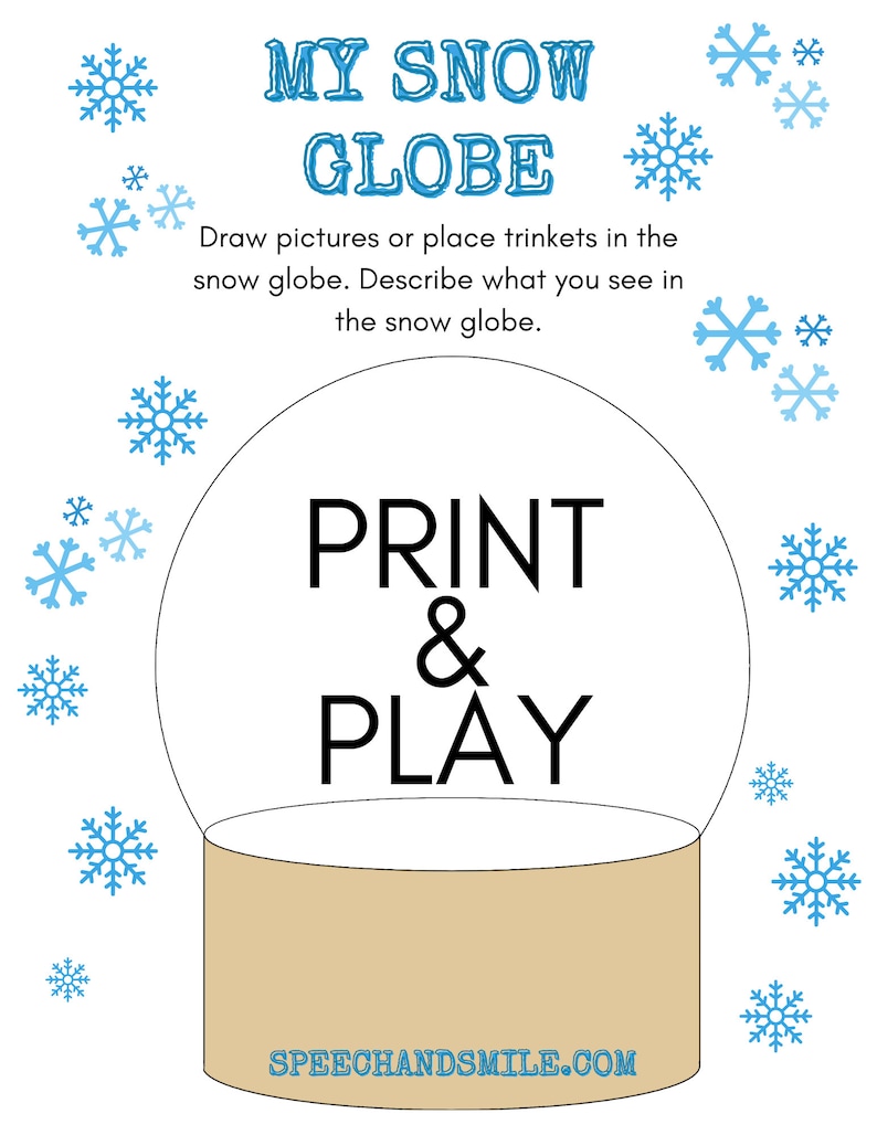 Snow Globe Activity-print and Play-place Trinkets on Snow Globe and ...