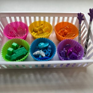 Color Sorting Color Matching-mini Objects With Tray Tongs-sorting Cups ...