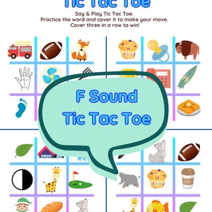 F Sound Tic-tac-toe PRINTABLE Speech Sounds Tic-tac-toe Print and Play ...