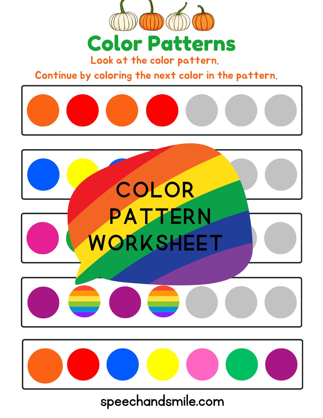 Color Pattern Worksheet - Etsy