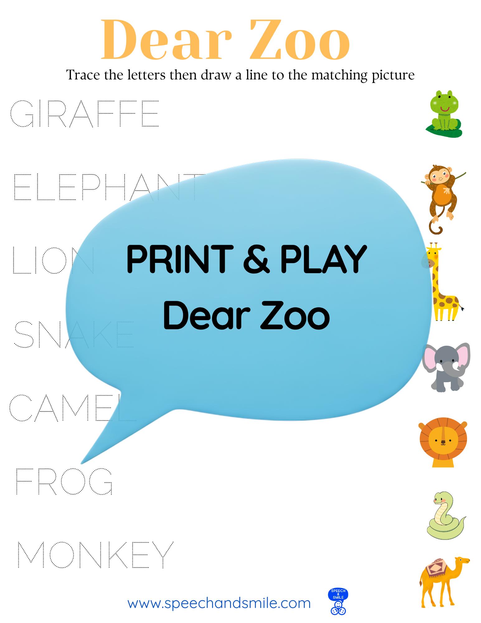 Story Kit Companion Pack - Dear Zoo PRINTABLE ACTIVITIES Instant ...