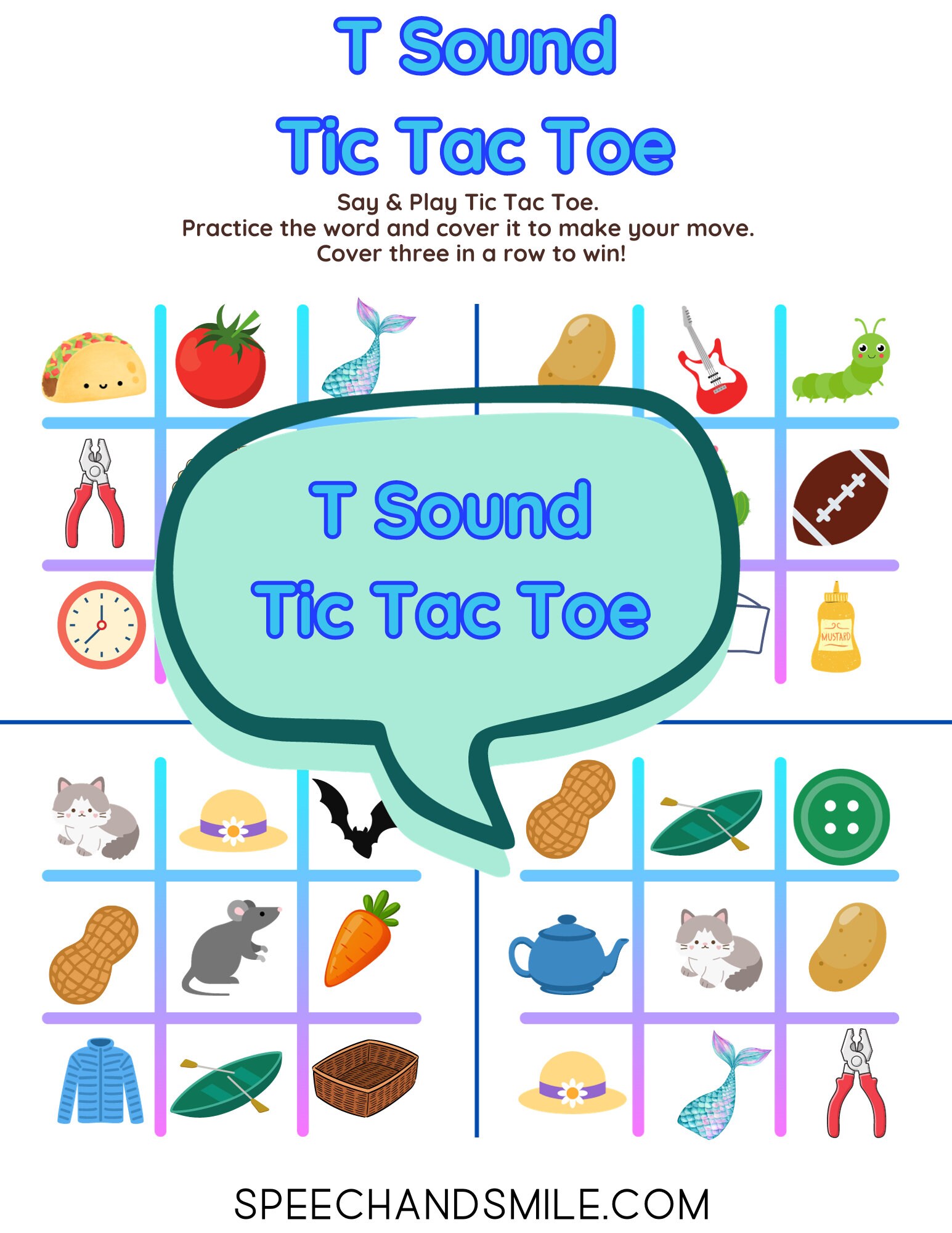 T Sound Tic-tac-toe PRINTABLE Speech Sounds Tic-tac-toe Print - Etsy