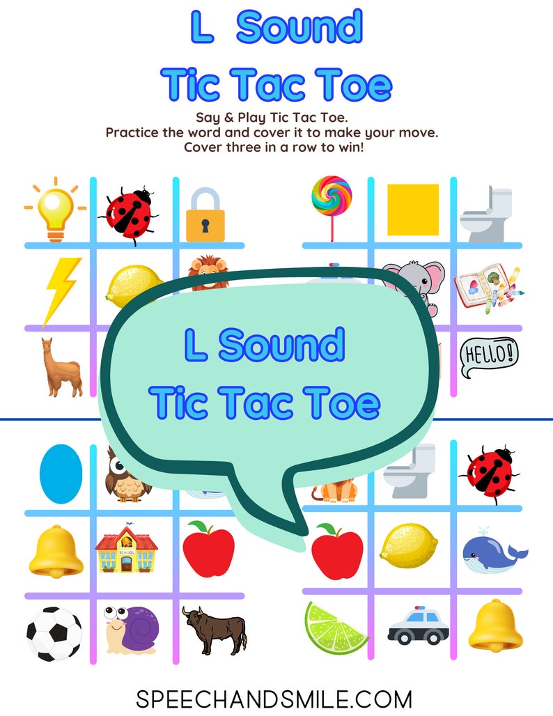 L Sound Tic-tac-toe-print and Play-printable L Sound Activity Game With ...