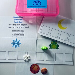 SPELLING Task Box 4 Four Letter Word Spelling With Cards and Miniature ...