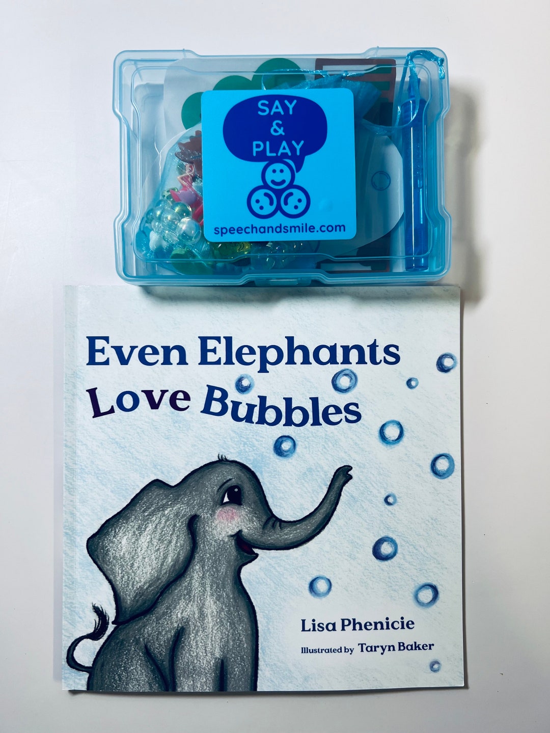 Even Elephants Love Bubbles Book for Speech Therapy Mini Objects Animal Theme Trinkets Preschool ...