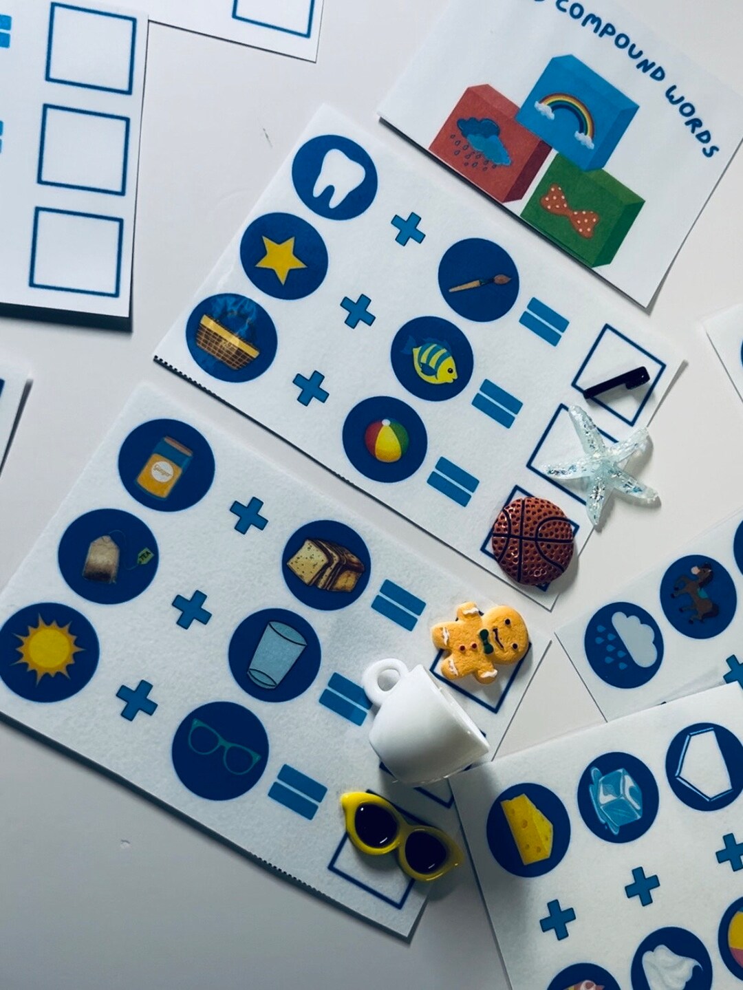 COMPOUND WORD Task Box Kit With Mini Objects - Picture Compound Word Objects - Trinkets - Mini ...