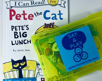 Pete the Cat Pizza Party Book Objects Speech Therapy Mini Objects Story ...
