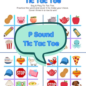 P Sound PRINTABLE Speech Sounds Tic-tac-toe Print and Play With Speech ...