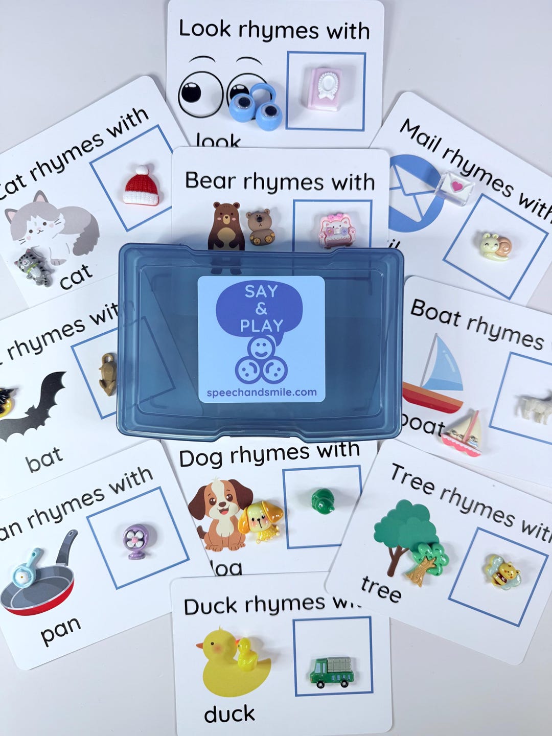 RHYME Task Box With Mini Objects Language Speech Therapy Trinkets and ...