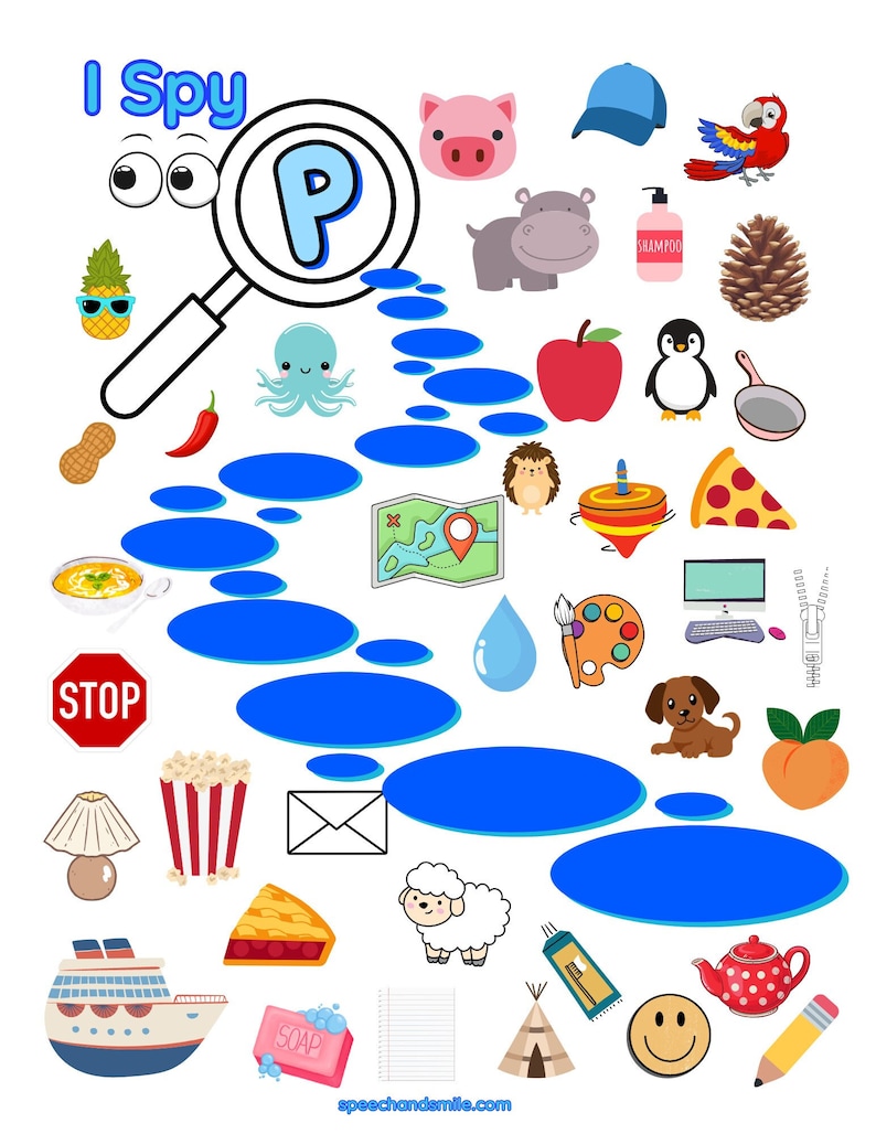 Speech Therapy I Spy P Sound Worksheet I Spy Activity Letter P ...