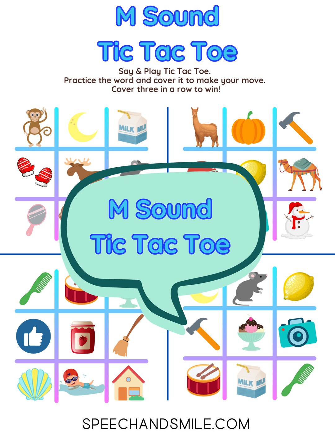 M Sound Tic-tac-toe-print and Play-printable M Sound Activity- Game ...