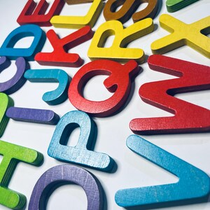 Jumbo Wooden Alphabet Letters in Carrying Bag Set of 26 Wood Alphabet ...