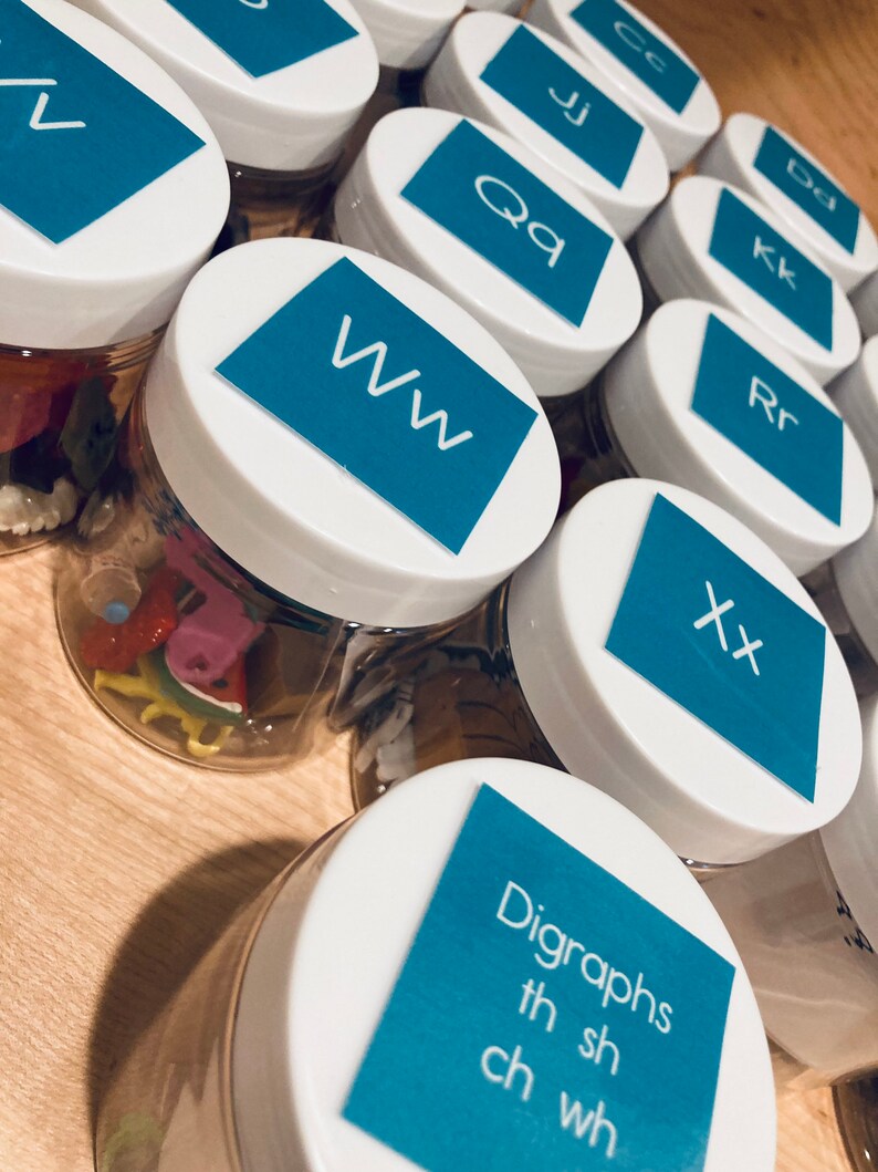 Alphabet Set With Objects-alphabet Jars-alphabet Set-beginning | Etsy