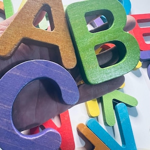 Jumbo Wooden Alphabet Letters in Carrying Bag - Set of 26 Wood Alphabet ...