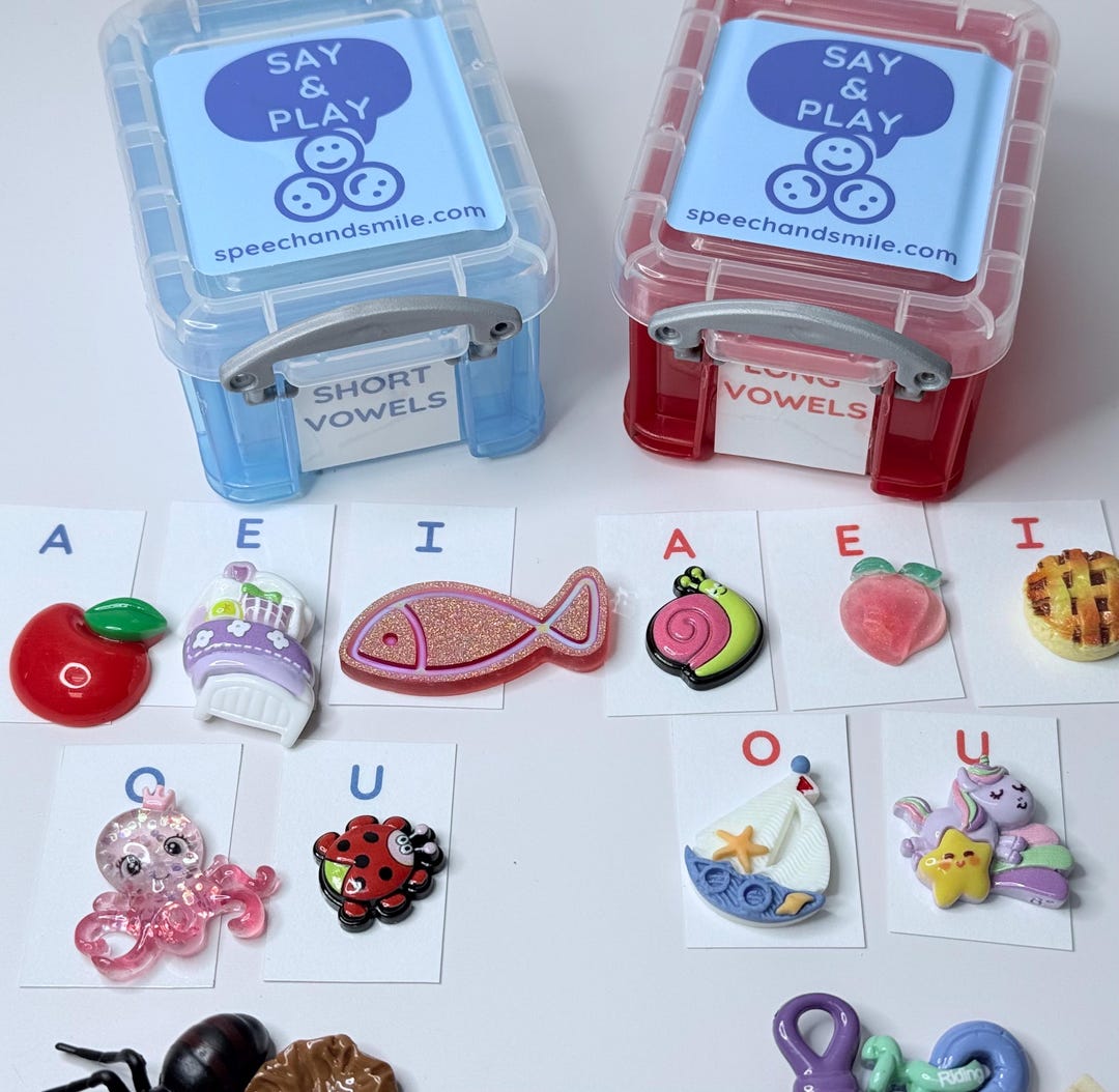 Mini Objects for Vowel Sounds Kit Reading Set of Short and Long Vowel ...