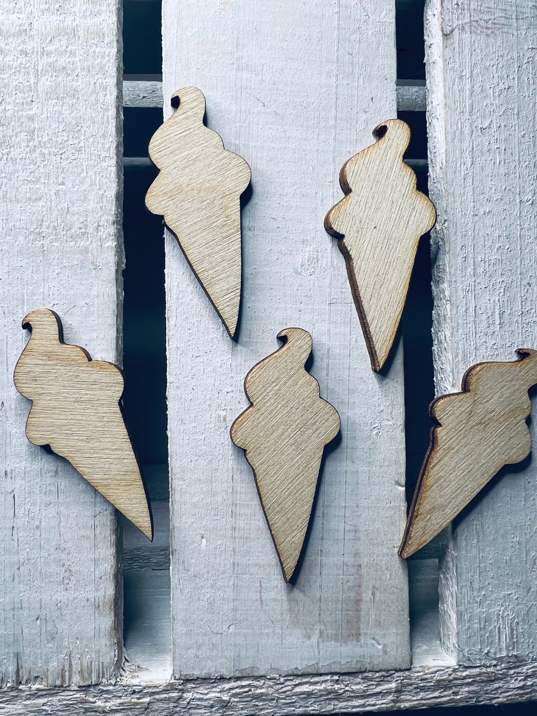 Ice Cream Cone Mini Object Wood Cutouts Miniature Ice Cream Trinkets ...