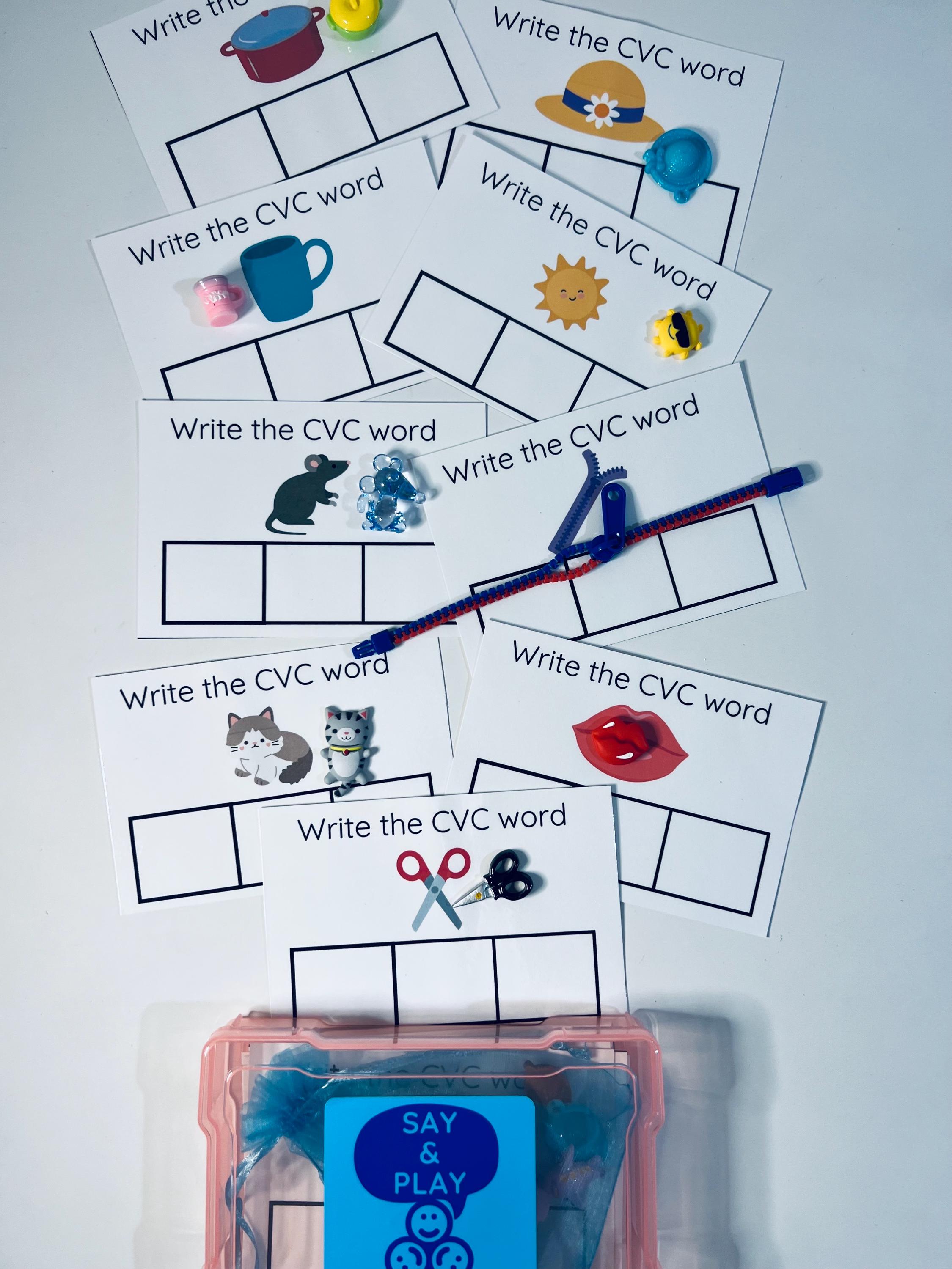 Spelling CVC Task Box Say and Play Language Task Box SPELLING Kit Mini ...