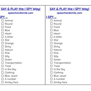 I Spy Checklist-printable I Spy Checklist-i Spy Activity-i Spy Trinkets ...