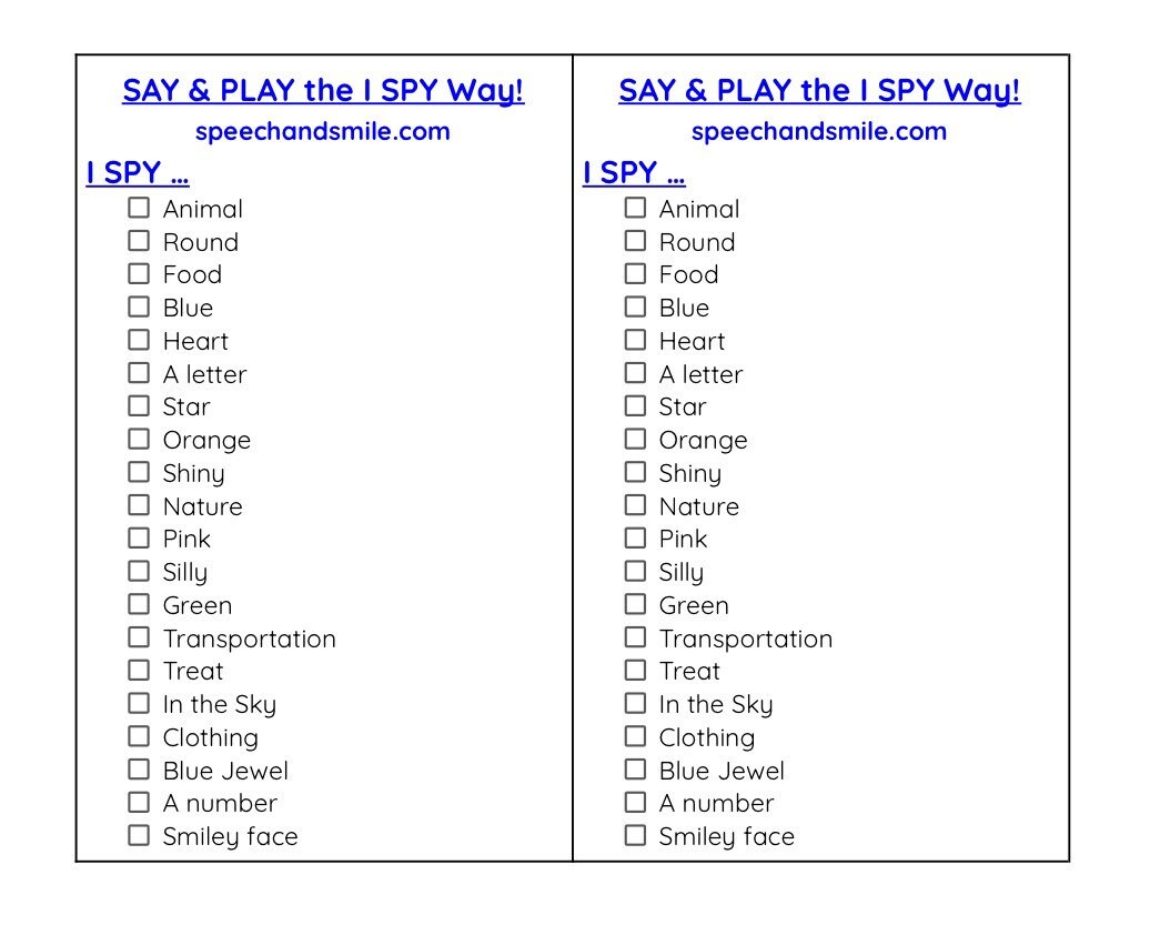 I Spy Checklist FREEBIE-Printable I Spy Checklist-I Spy - Etsy México