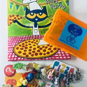 Pete the Cat Pizza Party Book Objects Speech Therapy Mini Objects Story ...