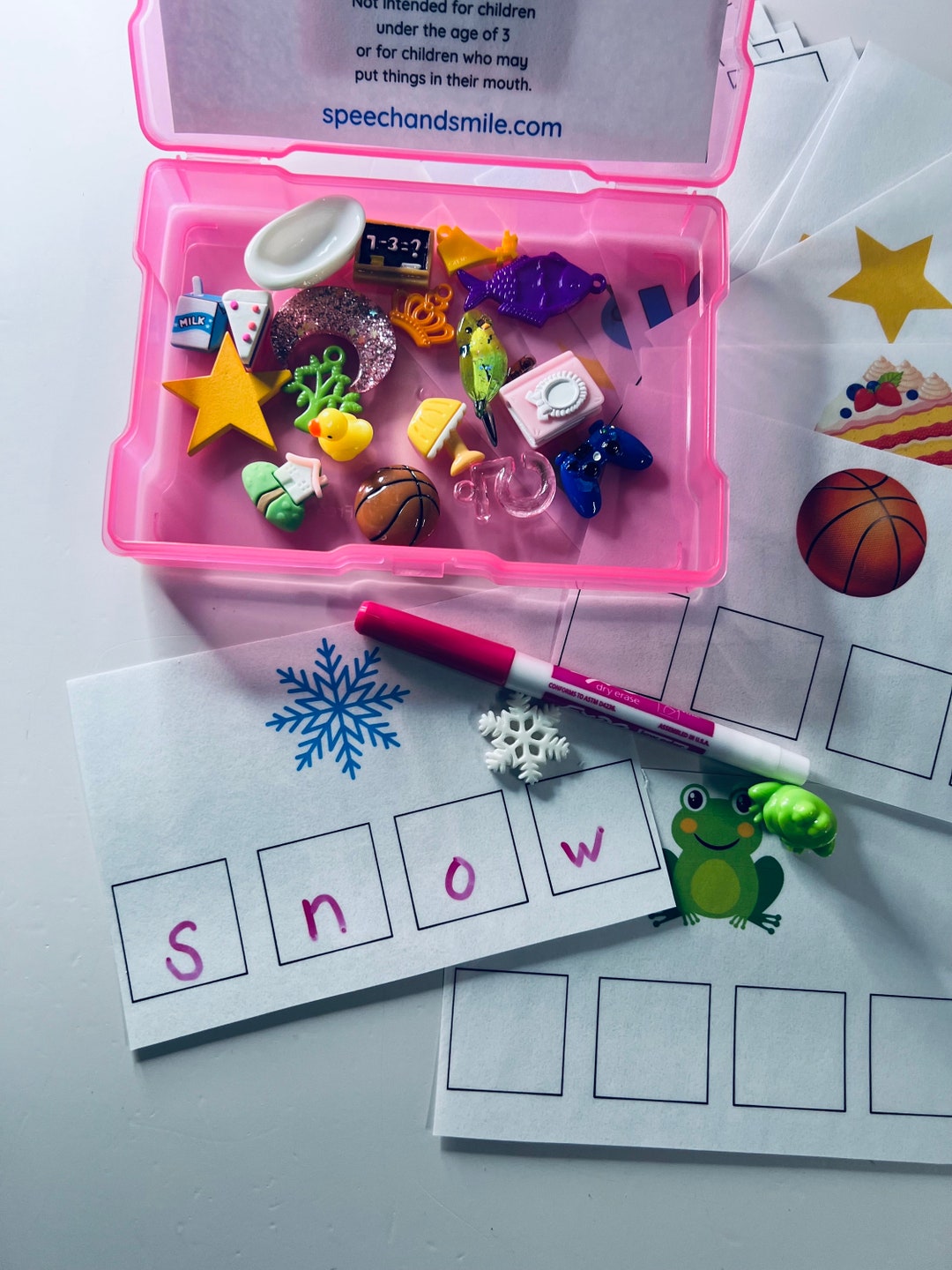 SPELLING Task Box 4 Four Letter Word Spelling With Cards and Miniature ...