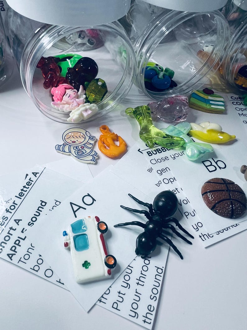 Alphabet Sound Jars – 7 Mini Objects per Jar - Beginning Sound Objects ...