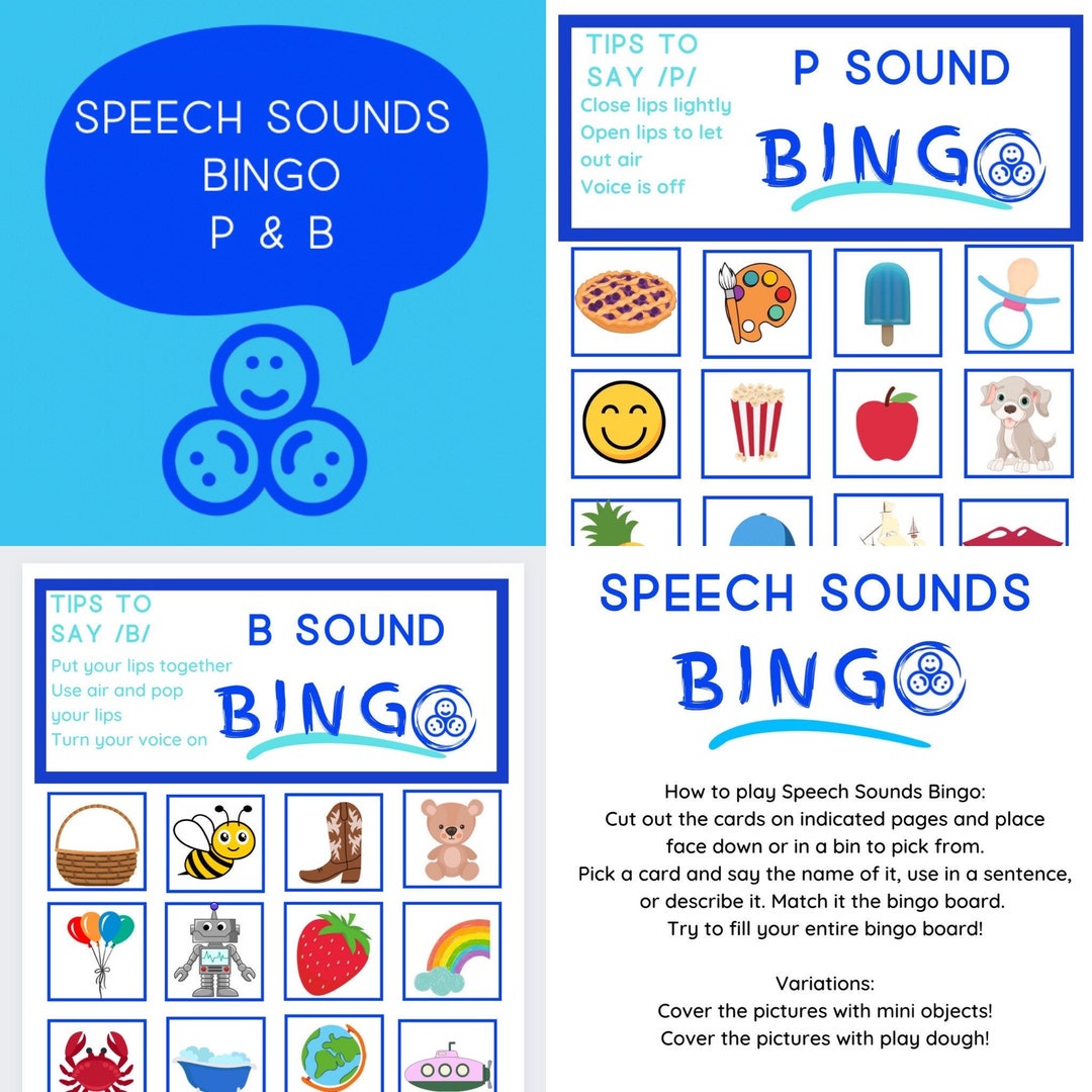 P and B Sounds Printable Bingo Matching Game-speech Therapy Printable ...
