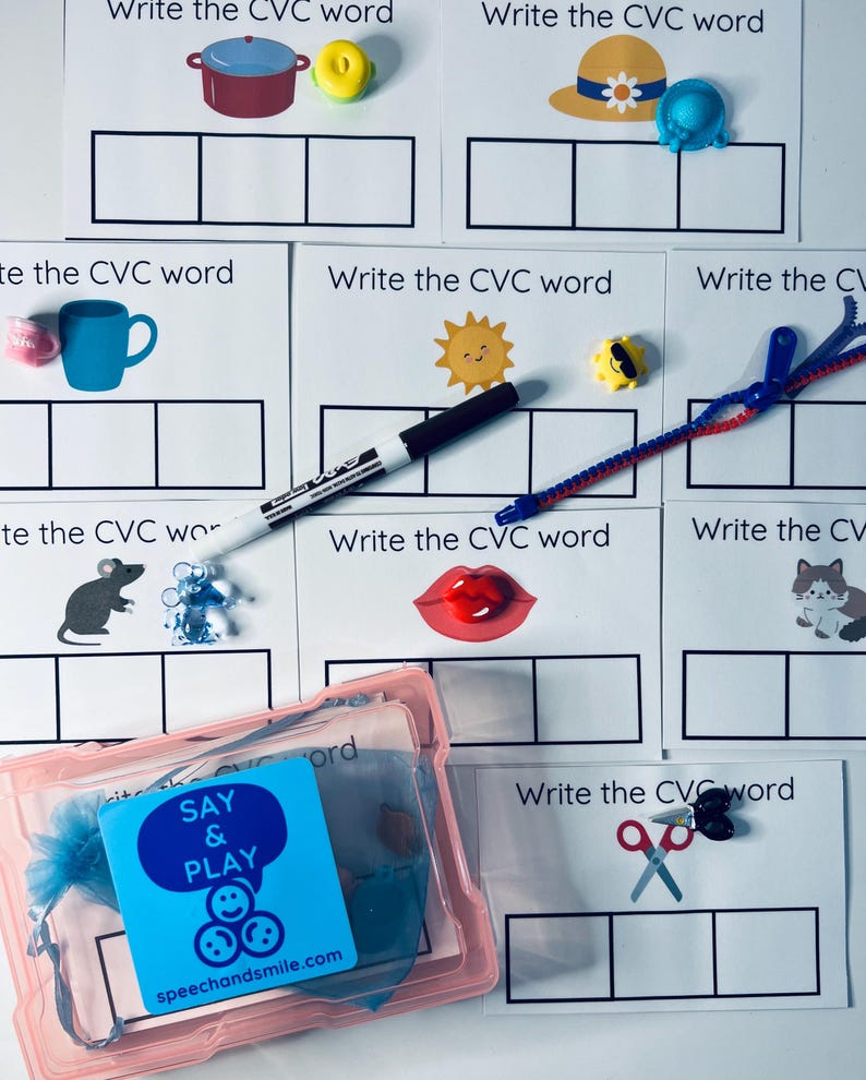 Spelling CVC Task Box Say and Play Language Task Box SPELLING Kit Mini ...