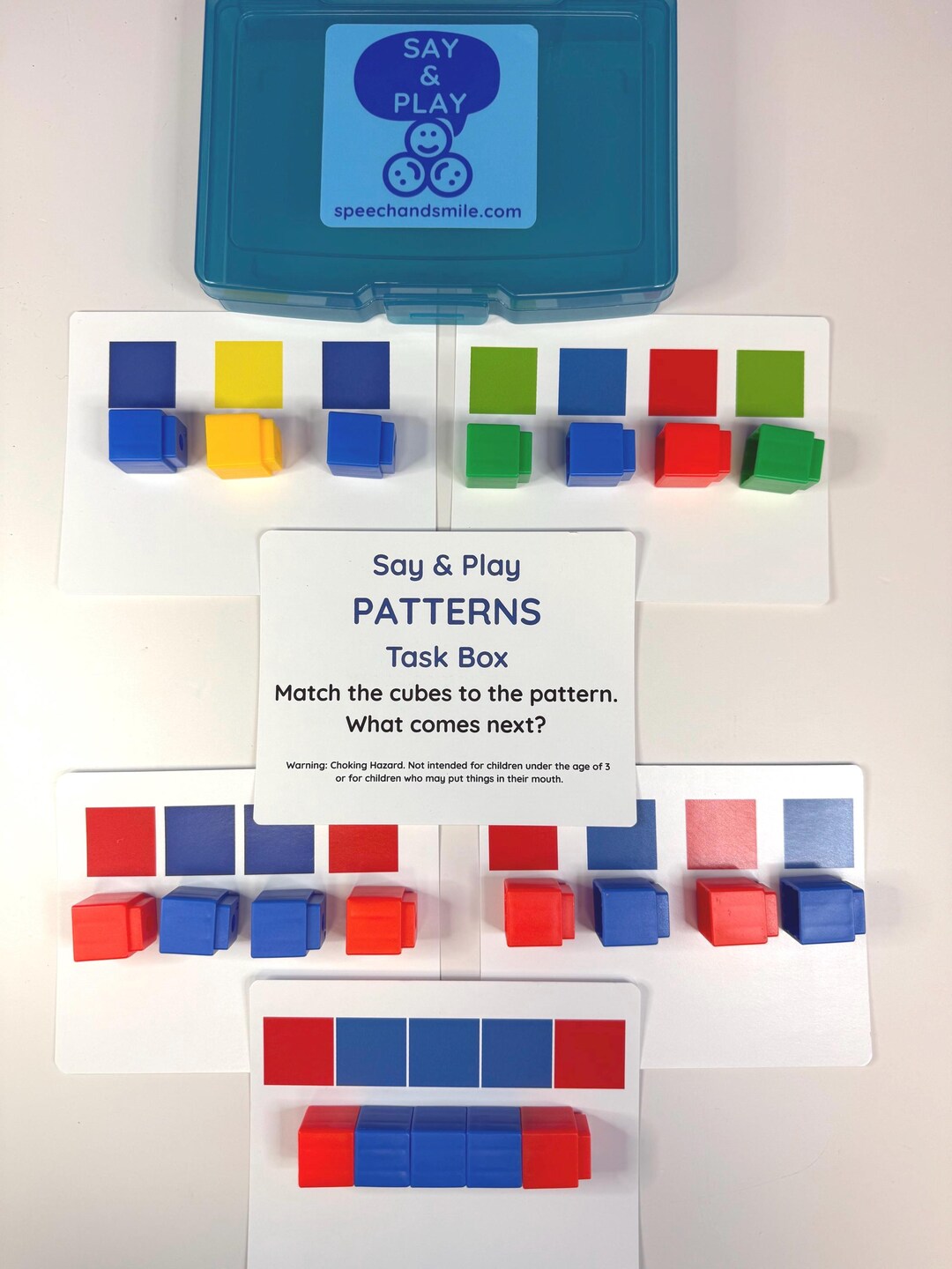 Patterns Task Box With Mini Linking Cubes and Pattern Cards | Preschool ...